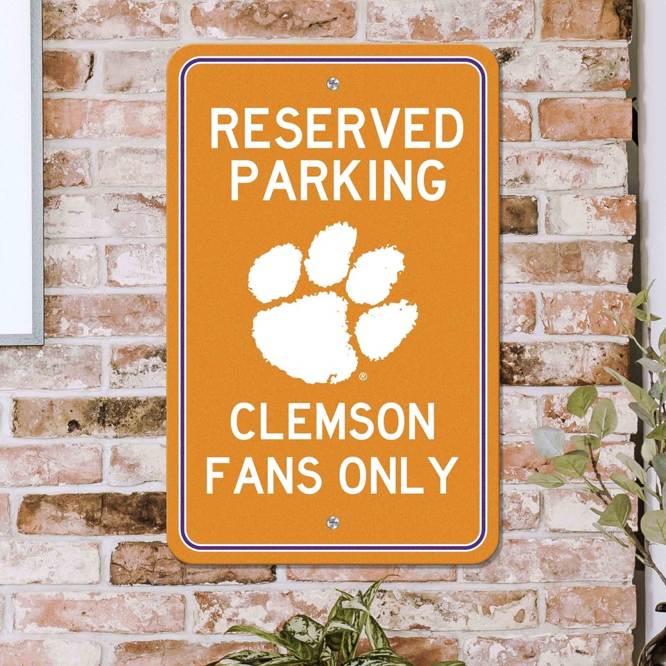 Fanmats NCAA Clemson Tigers Reserved Parking Sign Large Decor 12"x 18 ...