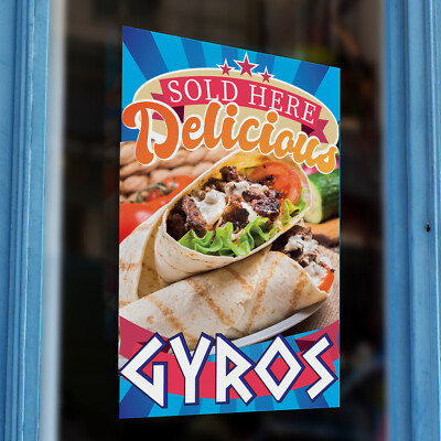 Gyros Sold Here Printed Vinyl Wall Window Sign Kiosk Adhesive Greek ...