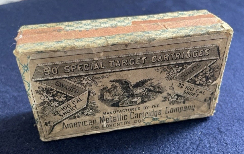 1891-1897 AMERICAN METALLIC CARTRIDGE CO AMMO BOX .32 SPECIAL TARGET ...