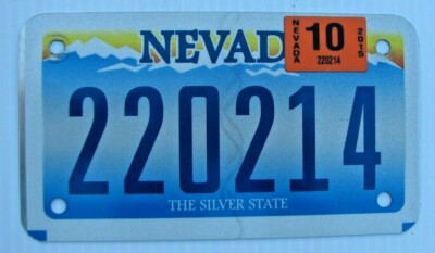 NEVADA 2015 MOTORCYCLE CYCLE LICENSE PLATE " 220214 " NV 15 SILVER ...