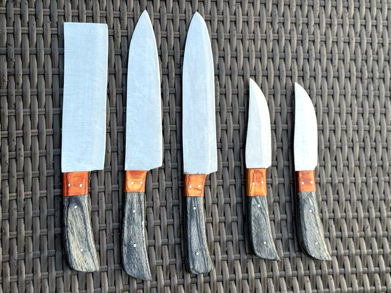 CUSTOM HANDMADE Steel J2 Cooking CHEF KNIFE SET 5 PC KITCHEN Knives ...