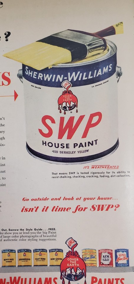 Vintage Sherwin Williams Paint Advertisement 1952 | eBay