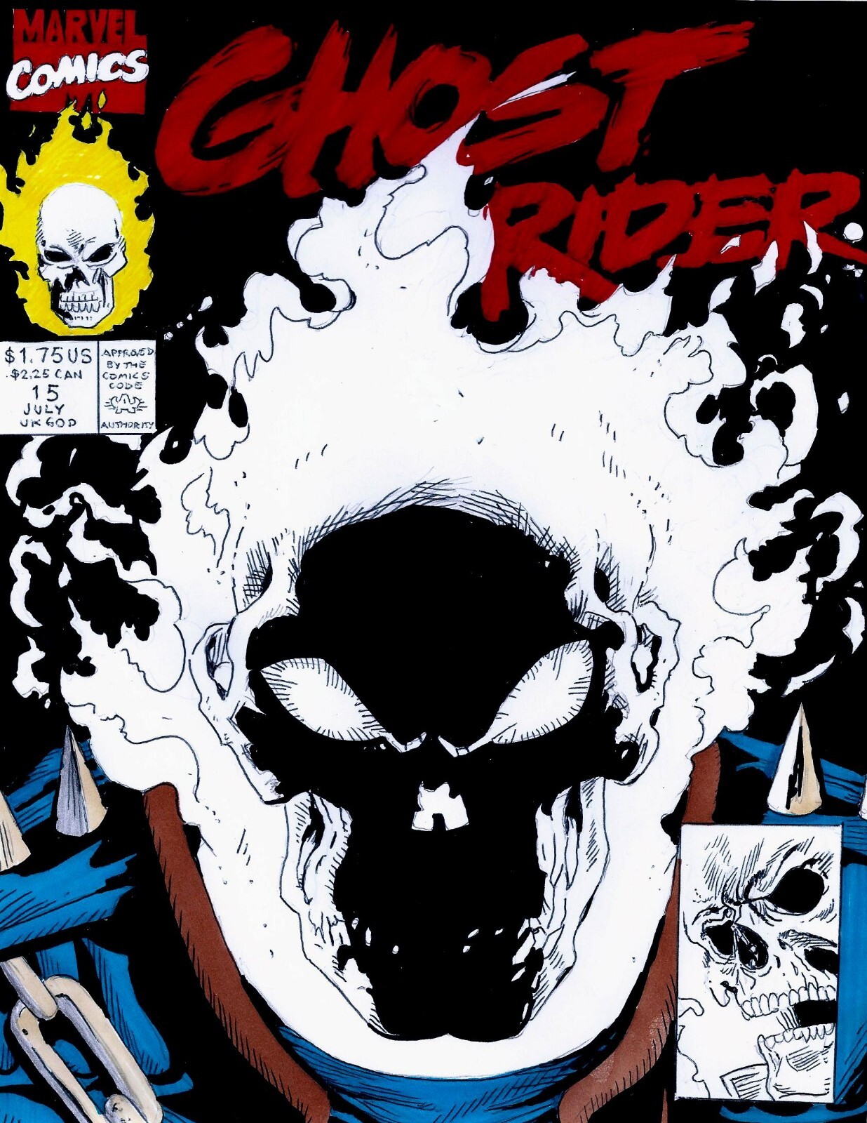 GHOST RIDER # 15 ICONIC COVER RECREATION ORIGINAL COMIC ART | eBay