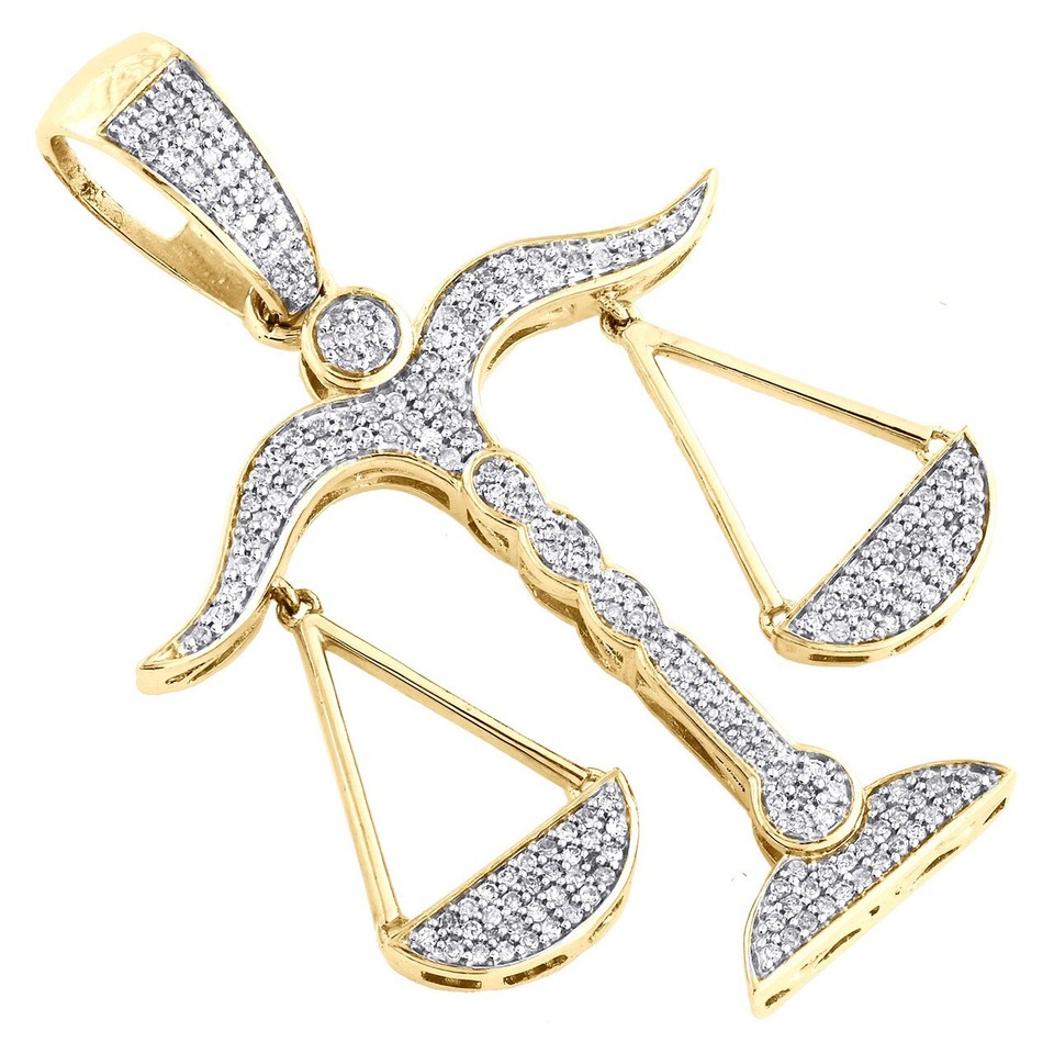 0.80 Ctw Simulated Diamond 14K Yellow Gold Over Scales of Jusctice ...