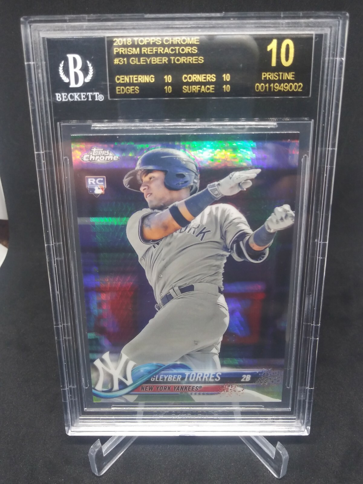 🔥Gleyber Torres 2018 Topps Chrome Prism Refractor #31 BGS 10 BLACK ...