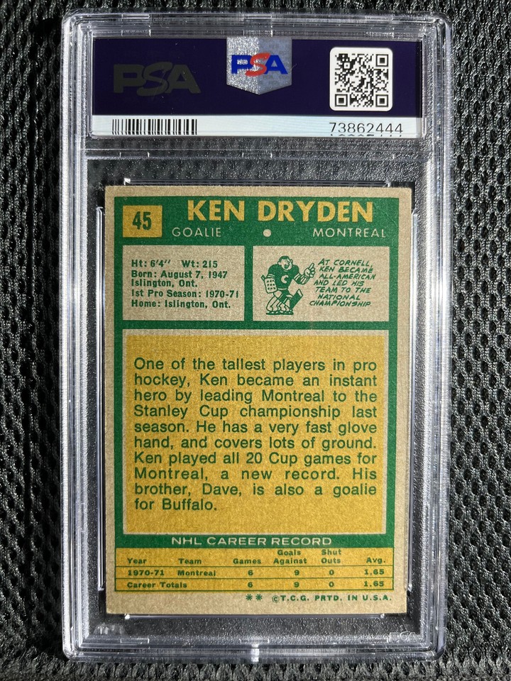 1971 TOPPS #45 KEN DRYDEN RC ROOKIE HOF PSA 3 VG CANADIENS | eBay