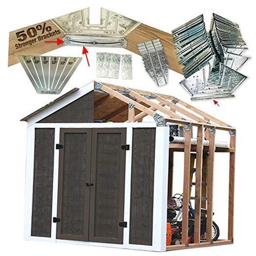 EZBUILDER 70187 Peak Style Shed Instant Framing Kit, 7'x8', Brown | eBay