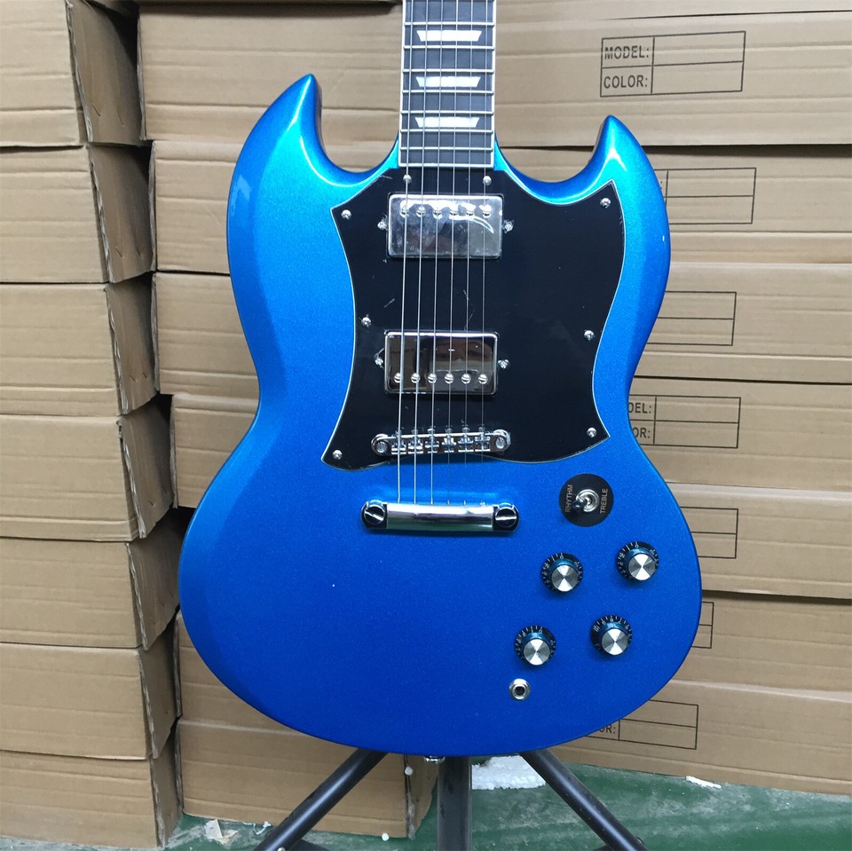 Custom Metallic Blue SG Electric Guitar HH Pickups T-O-M Bridge Chrome ...
