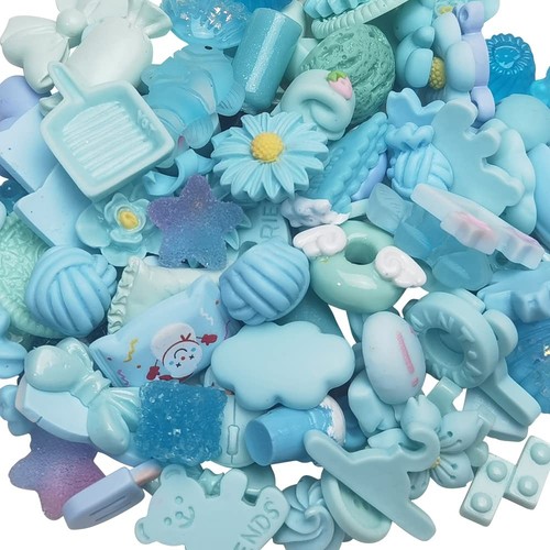 50 PCS Baby-Blue Resin Flatbacks, Assorted Mix, Buttons, DIY ...