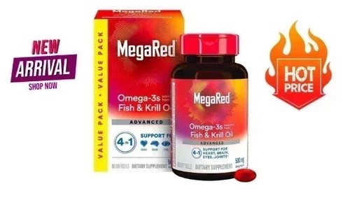 MegaRed Advanced Absorption Omega 3 Fish Oil 500mg 80 Softgels New Free ...