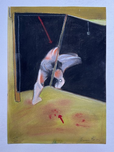 Francis Bacon Drawing On old Paper Signed and Stamped Mixed Media ...