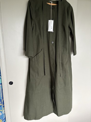 Toast Organic Cotton Button Through long Dress/jacket Duffle Green ...