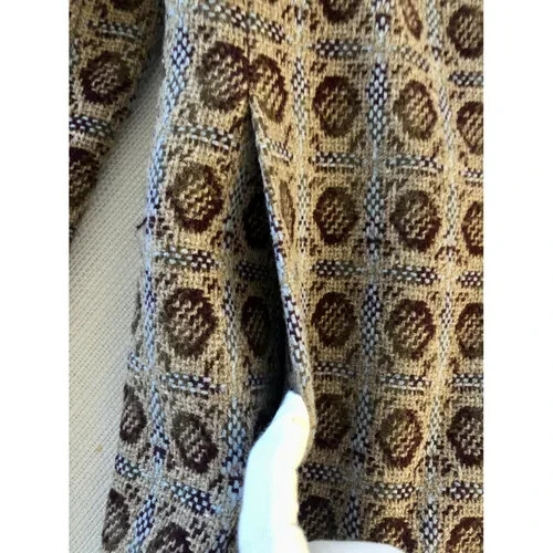 Sisley multicolored women's coat, grey/brown/beige bohemian motif, sz ...