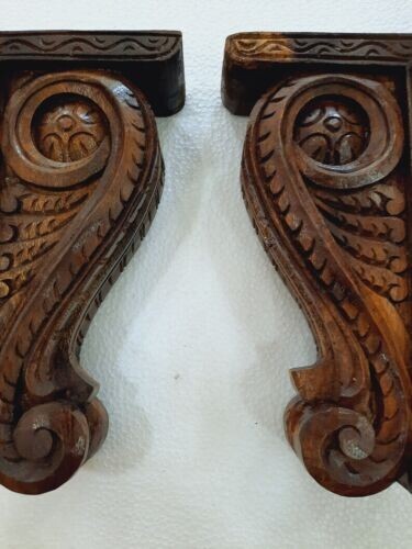 Solid wood corbels Wall Bracket Pair (2 Pcs) Door Entrance Wall Decor ...