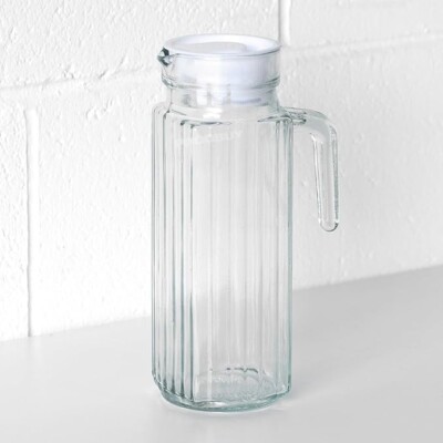 Jug Glass Fridge Jug 1L Slim Door Jug Easy Pour Non Spill Water Milk ...