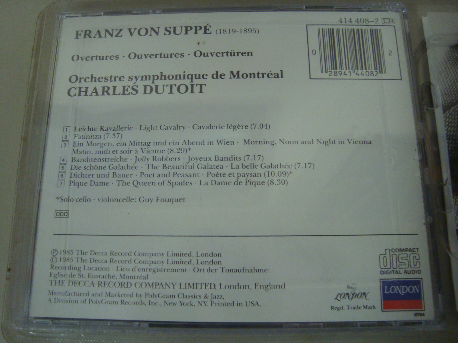 Suppé: Overtures / Charles Dutoit (CD, Dec-1985, London/Decca) for sale ...