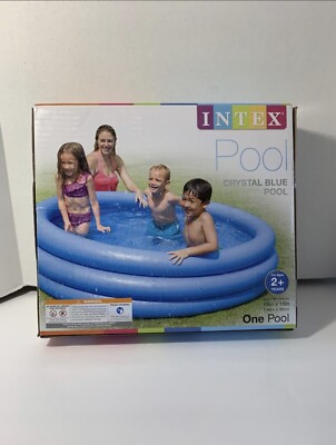 INTEX Crystal Blue Kids Round Outdoor Inflatable 58" x 13" Swimming ...