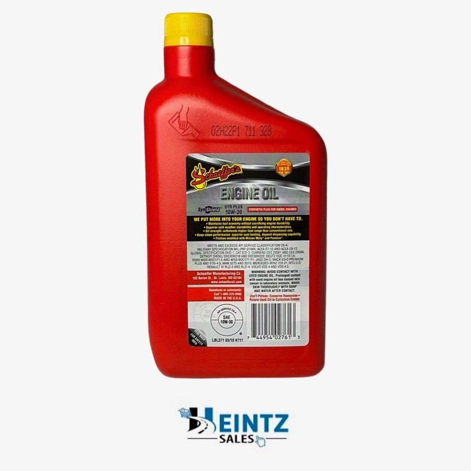 Schaeffer's Synthetic Plus Diesel Engine Oil 0711-012S OTR PLUS SAE 10W ...