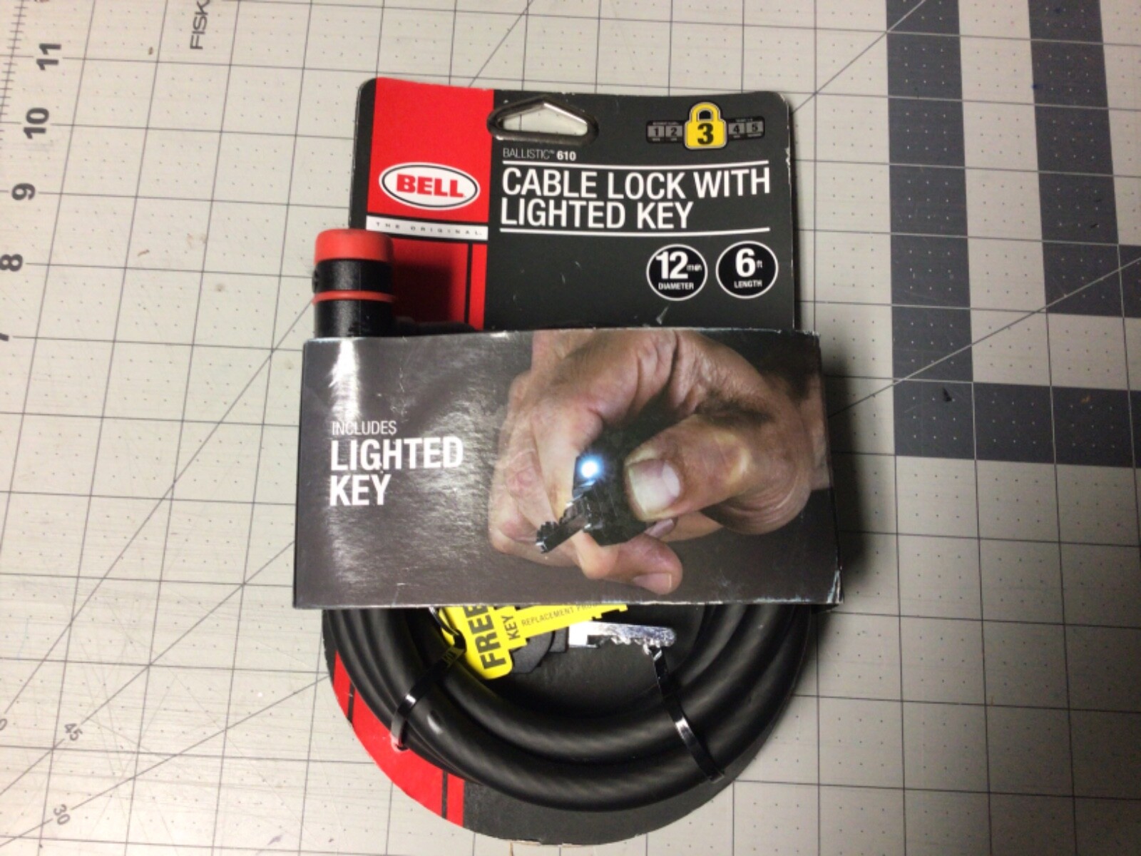 Bicycle accessories 610 Ballistic Bell Cable Lock with lighted key 6ft ...