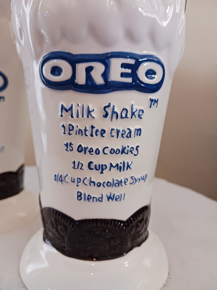 2 Nabisco Oreo Embossed Milkshake Recipe Glasses. Collectible. | eBay