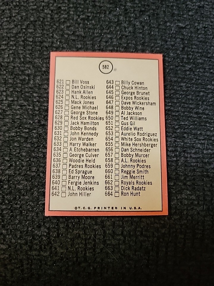 1969 Topps Baseball - 7th Series Checklist Card #582 - SC6266 | eBay