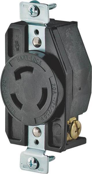 COOPER WIRING CWL1020R 3 WIRE LOCKING TWIST RECEPTACLE 20 AMP 125/250V ...