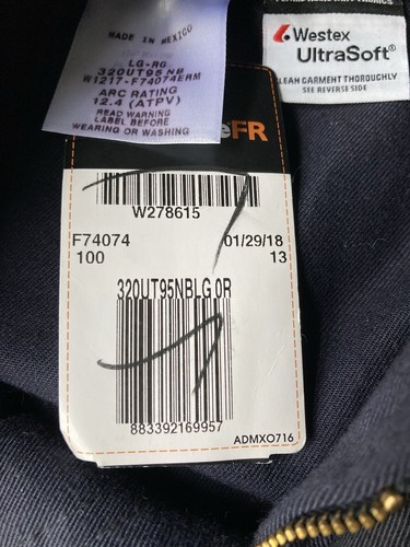 Workrite FR Flame Jacket Mens Large Resistant Coat Navy Bomber Style ...