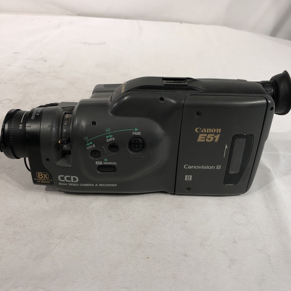 Canon E51A Black Canovision 8mm 8x Zoom Video Camera & Recorder ...