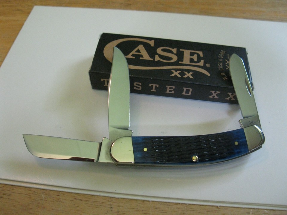 Case XX TONY BOSE SOWBELLY Knife TB6339 SS With Jigged BOSE BLUE Bone ...