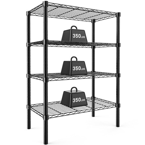 4 Tier Metal Wire Rack Shelf Heavy Duty Standing Shelves Adjustable ...