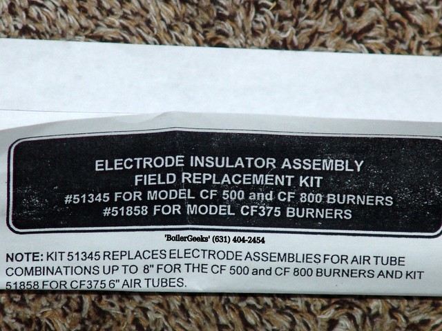 Beckett 51345 Electrode Kit up to 8" for Use With Cf500 & Cf800 Burners ...