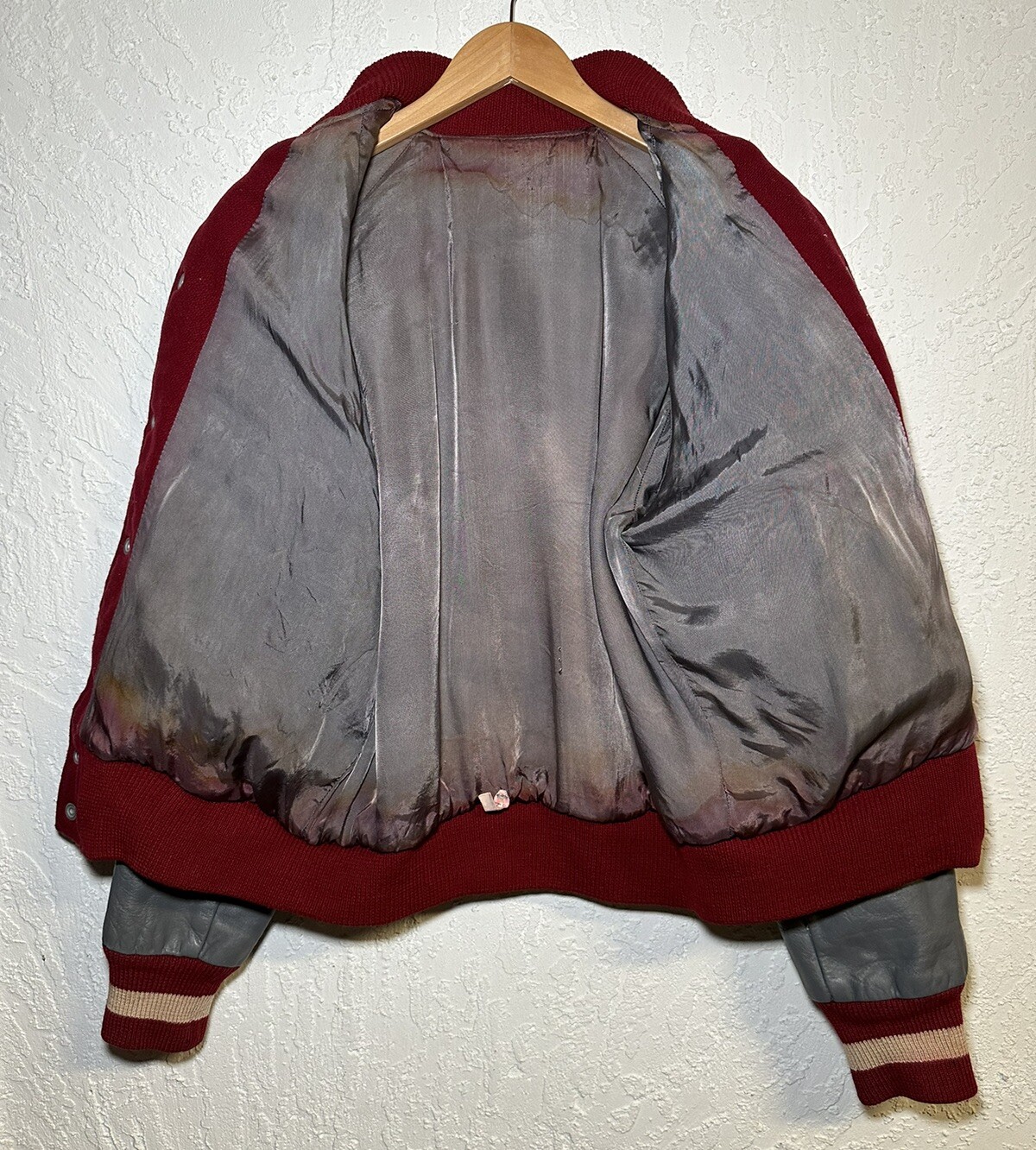 Vintage 1960’s Leather Wool Letterman Jacket Tailored… - Gem