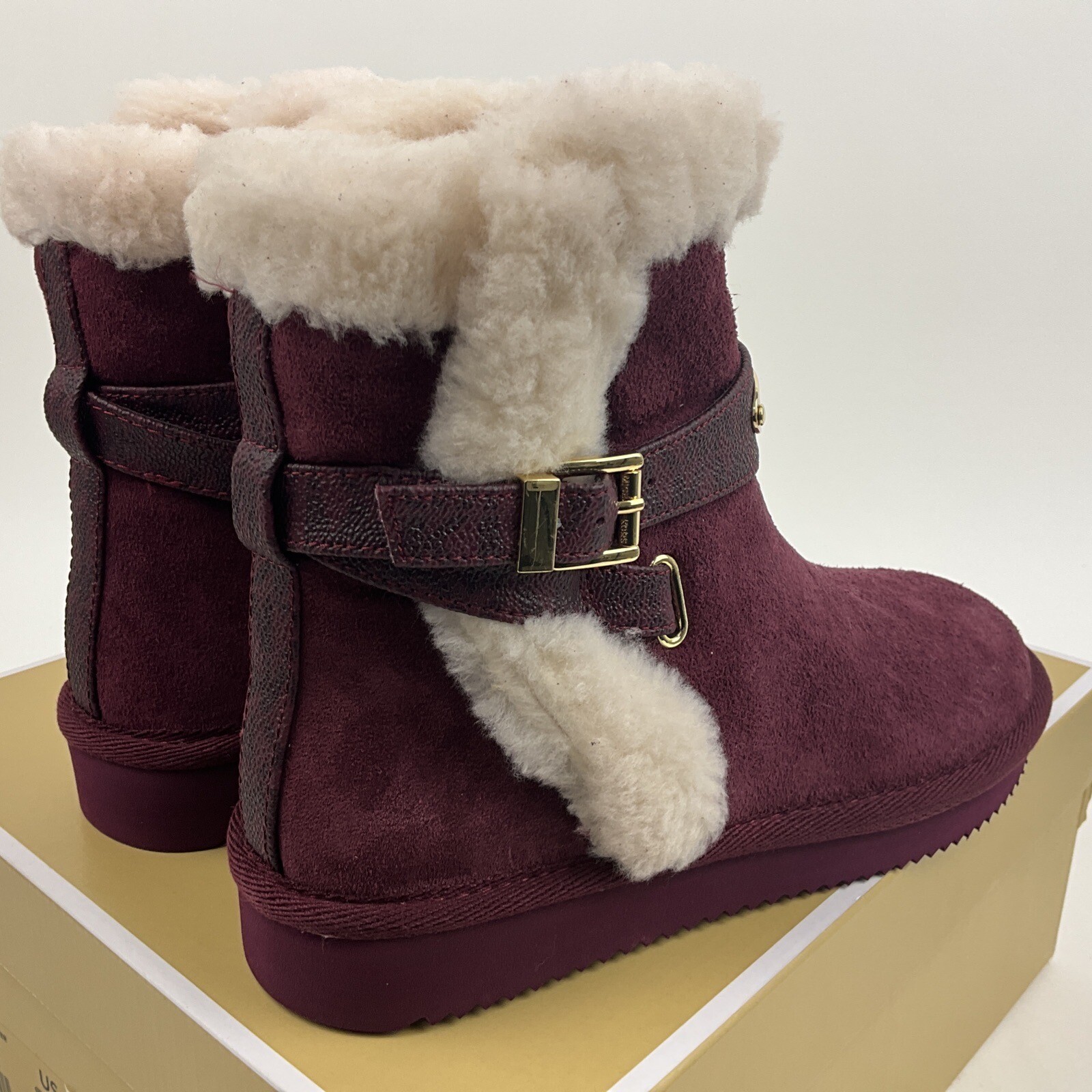 Michael Kors Women’s US, Size 6 Tracey Winter Boot Merlot Red Suede Fur ...