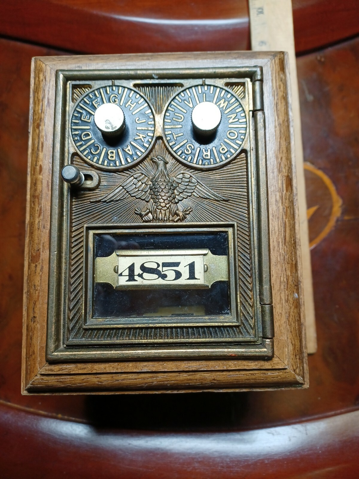 Olde Tyme Reproductions Combination Lock Post Office Box Wood Bank 4851 ...