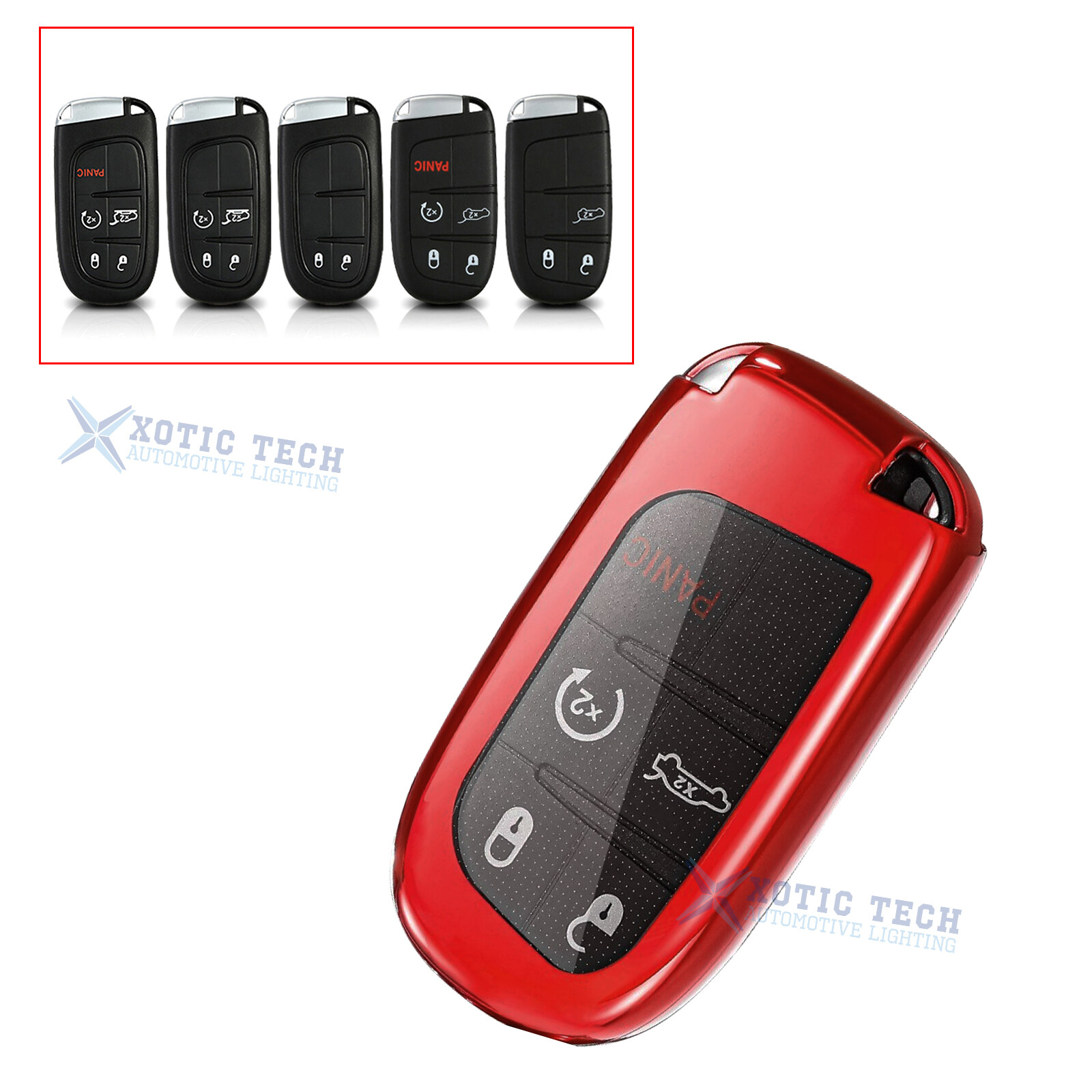 Red Full Seal TPU Remote Key Cover Keyless Fob Shell For Dodge Journey ...