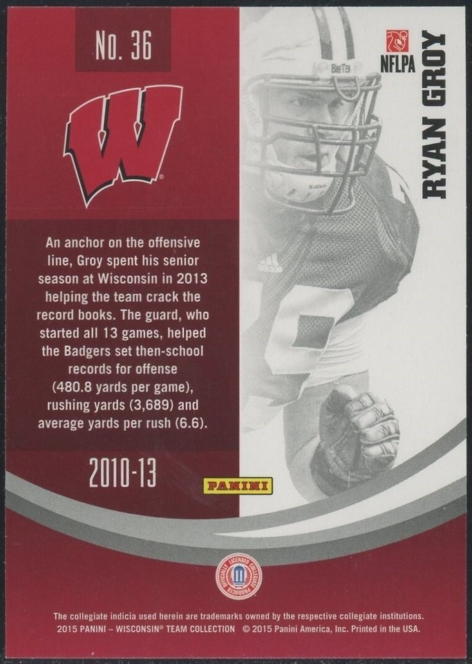 2015 Panini Collegiate Wisconsin Ryan Groy #36 | eBay