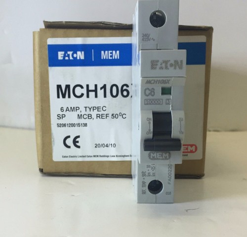 Eaton MEM Memshield 2 MCH106 6A Type C MCB 10kA Memera 2000 Circuit ...