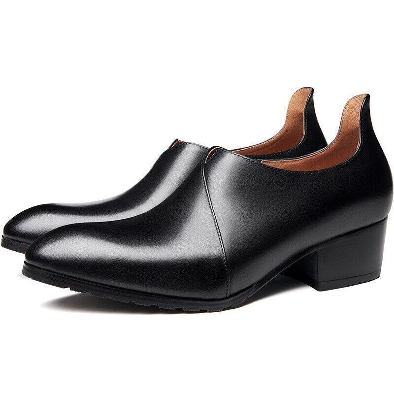 Mens Business Side Zip Pointed Toe Formal Dress Heel Party Low Top ...