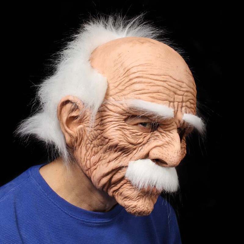 Bald Old Man Wrinkle Face Mask Cosplay Disguise Mask Halloween Party ...