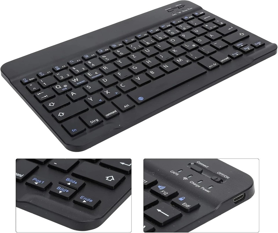 German Keyboard 10Inch Keyboard German Layout USB Computer Keyboard for ...