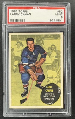 Topps 1961 Hockey Larry Cahan PSA 9 MINT #52 BENT | eBay
