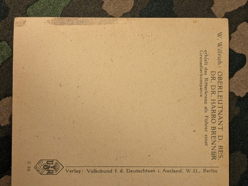 RARE WW2 WWII Germany W Willrich Color Postcard Oberleutnant DR. Harro ...