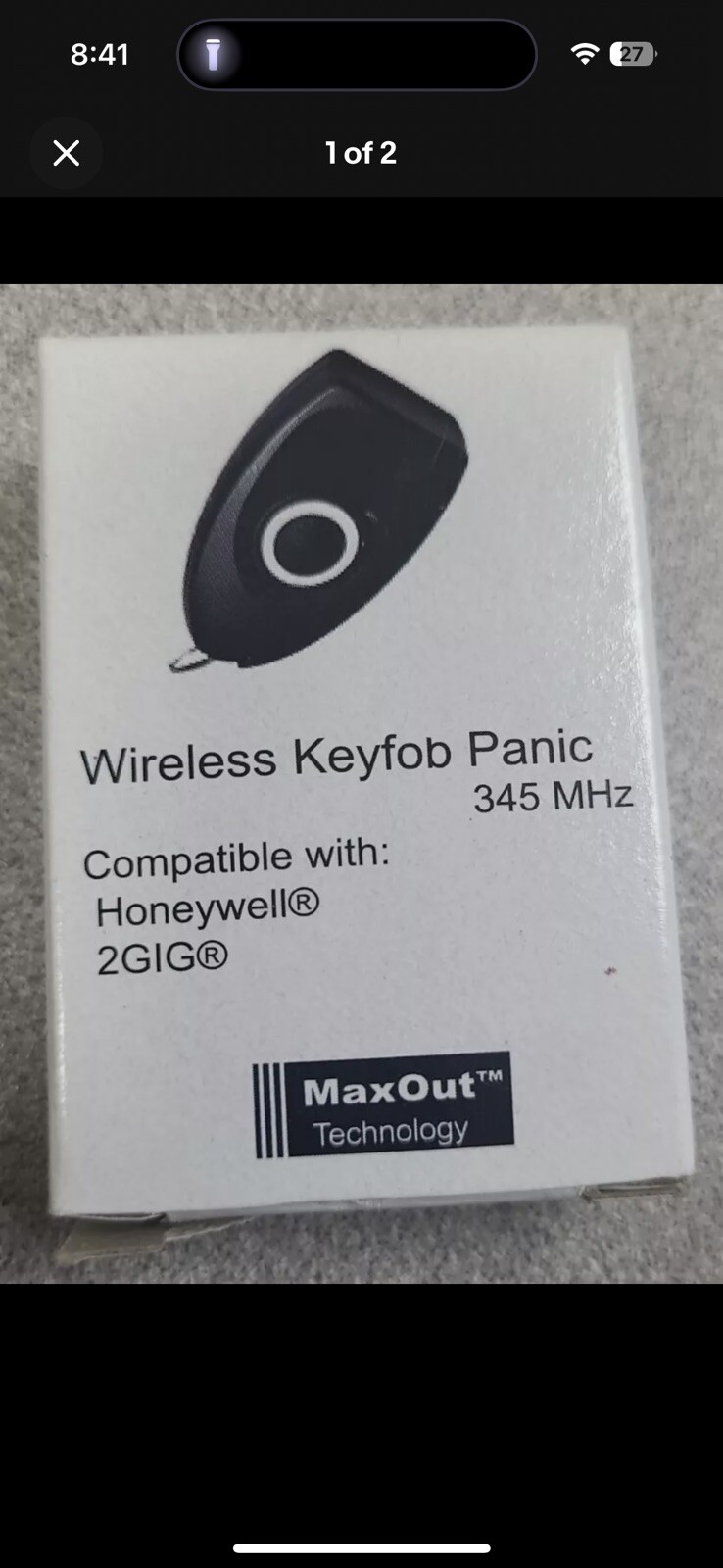 Brand New 2GIG/HONEYWELL Wireless Panic Button Keyfob Remote RF-FOB ...