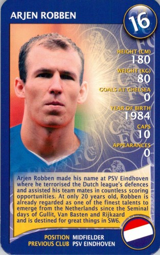 2004 CHELSEA Premier League Card ARJEN ROBBEN | eBay