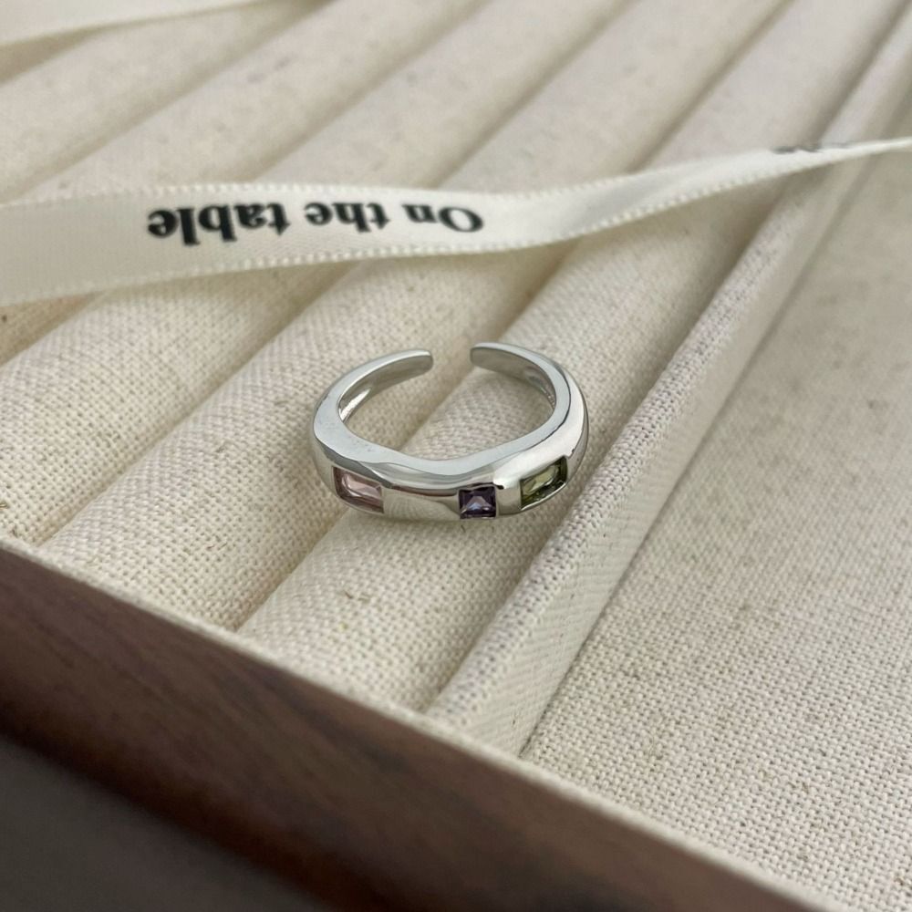 5pcs Metal Metal Ring Colorful Finger Rings Colorful Zircon Ring ...