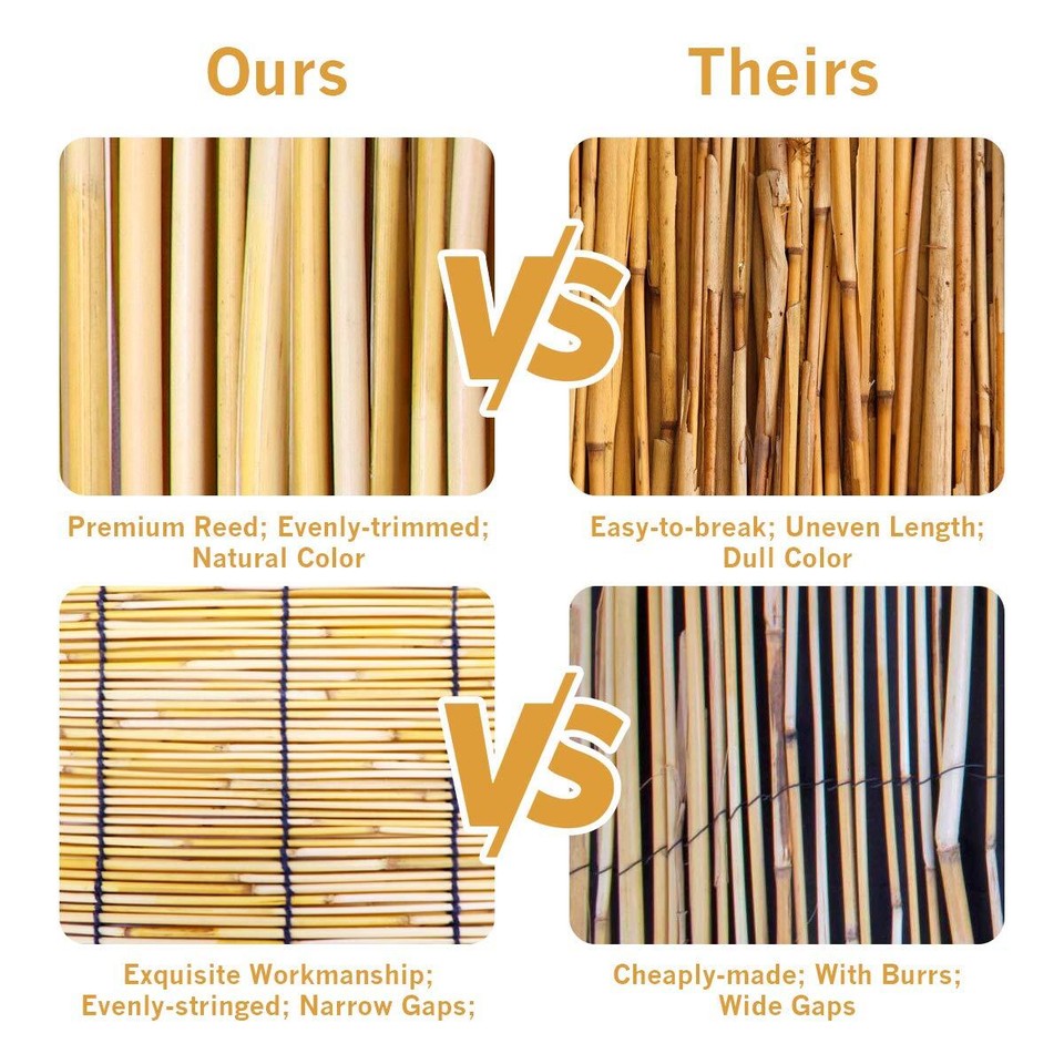 Natural Reed Screen Curtain Eco Friendly 16.4ftX4ft Fencing Decorative ...