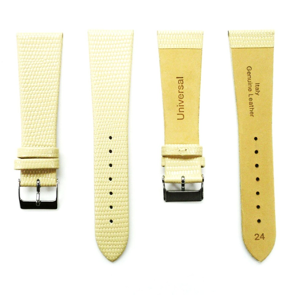 Watch Bands Flat Genuine Leather Lizard Grain 12MM to 24MM 8 Colors ...