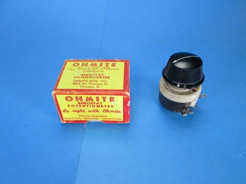 Vintage OHMITE Model H Rheostat Potentiometer w/ Knob 0144, 25W, 8 Ohm ...