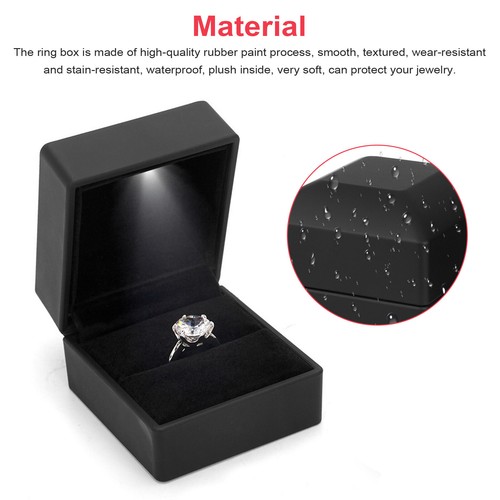 Luxury LED Lighted Ring Box Jewelry Pendant Case Engagement Wedding For ...