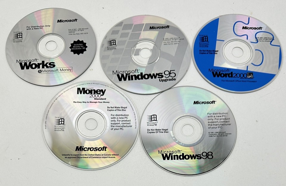 Lot Vintage Microsoft Software Windows 98 Programs CD-ROM CD 1990s No ...